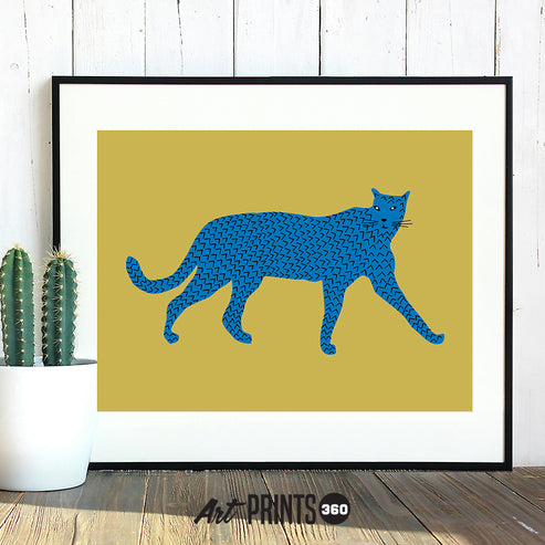 Blue Cheetah Wall Art Decor: Trendy Aesthetic Print for Vibrant Space ...