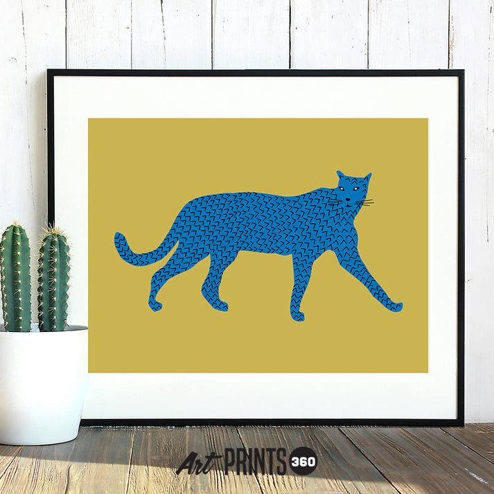 Blue Cheetah Wall Art Decor: Trendy Aesthetic Print for Vibrant Space ...